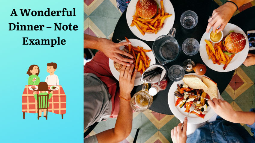 A Wonderful Dinner - Note Example