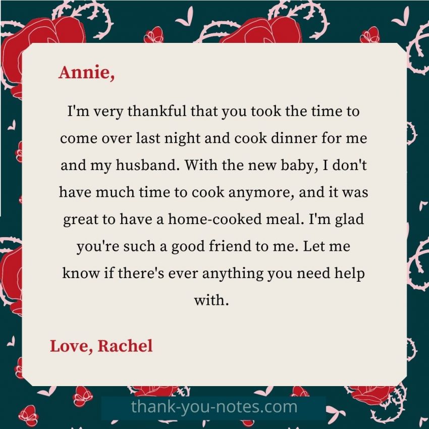 Thank You For Cooking For Me - Note Example