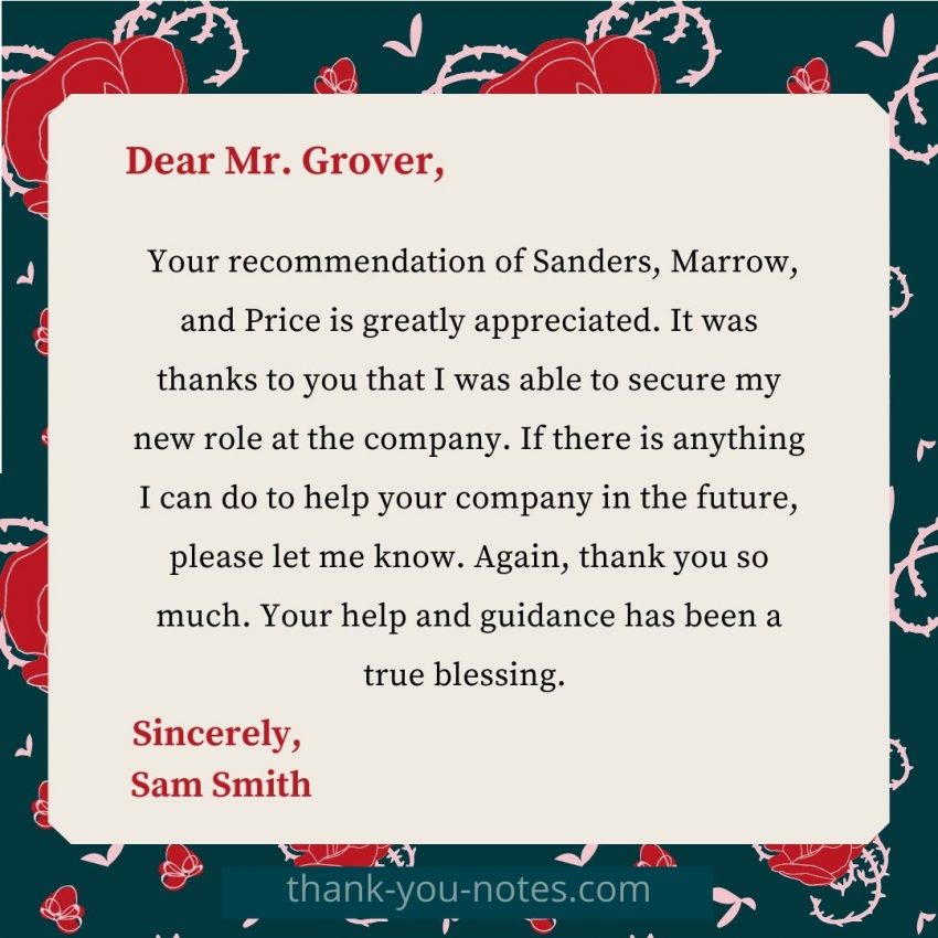 Referral Thank You Letter Samples - The Thank You Notes Blog