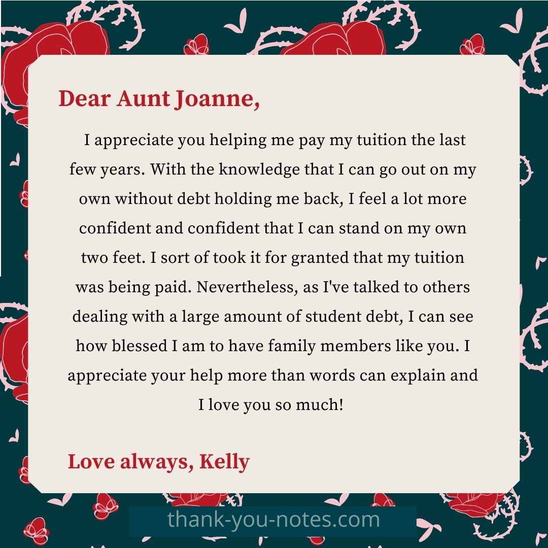 Tuition Thank You Note