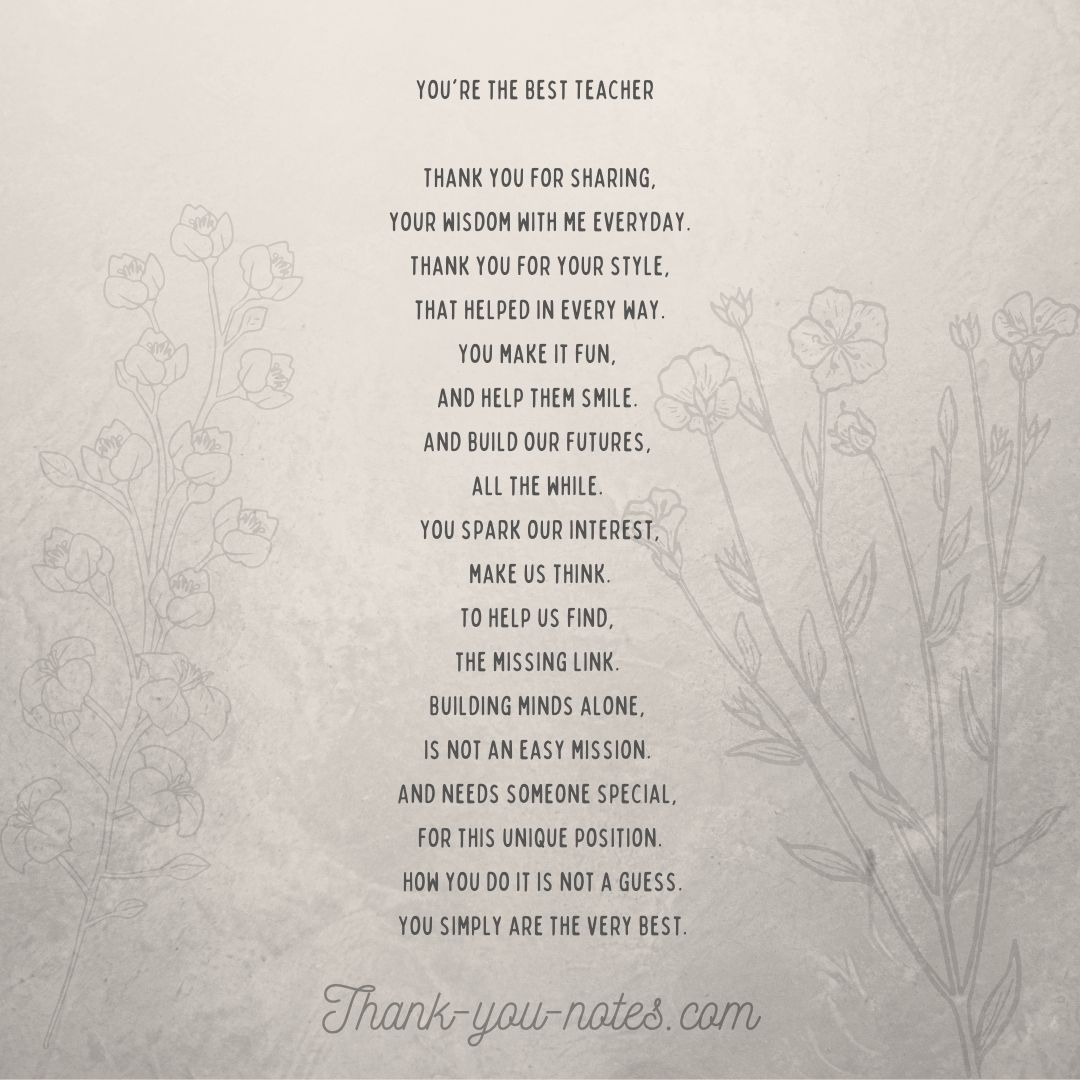 Teacher Thank You Poems - The Thank You Notes Blog