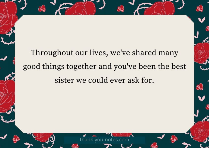 Thank You Sister: 20 Appreciation Notes That She Will Be Happy To Receive