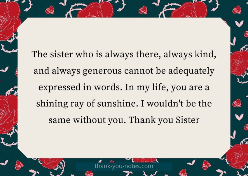 Thank You Sister: 20 Appreciation Notes That She Will Be Happy To Receive