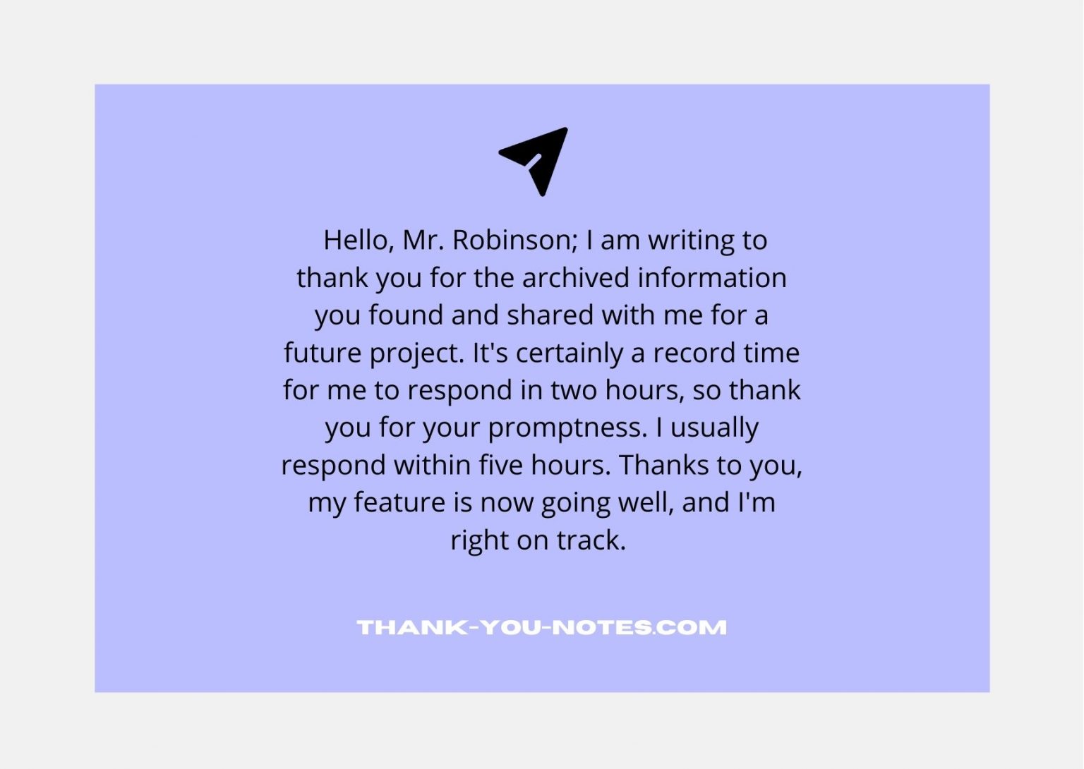 Quick Thank You For Your Prompt Response