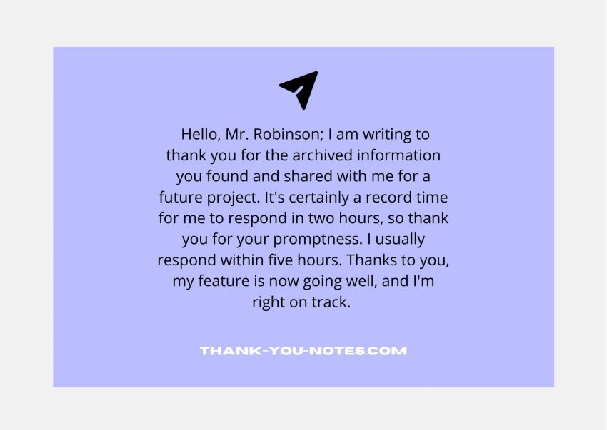 Quick Thank You For Your Prompt Response