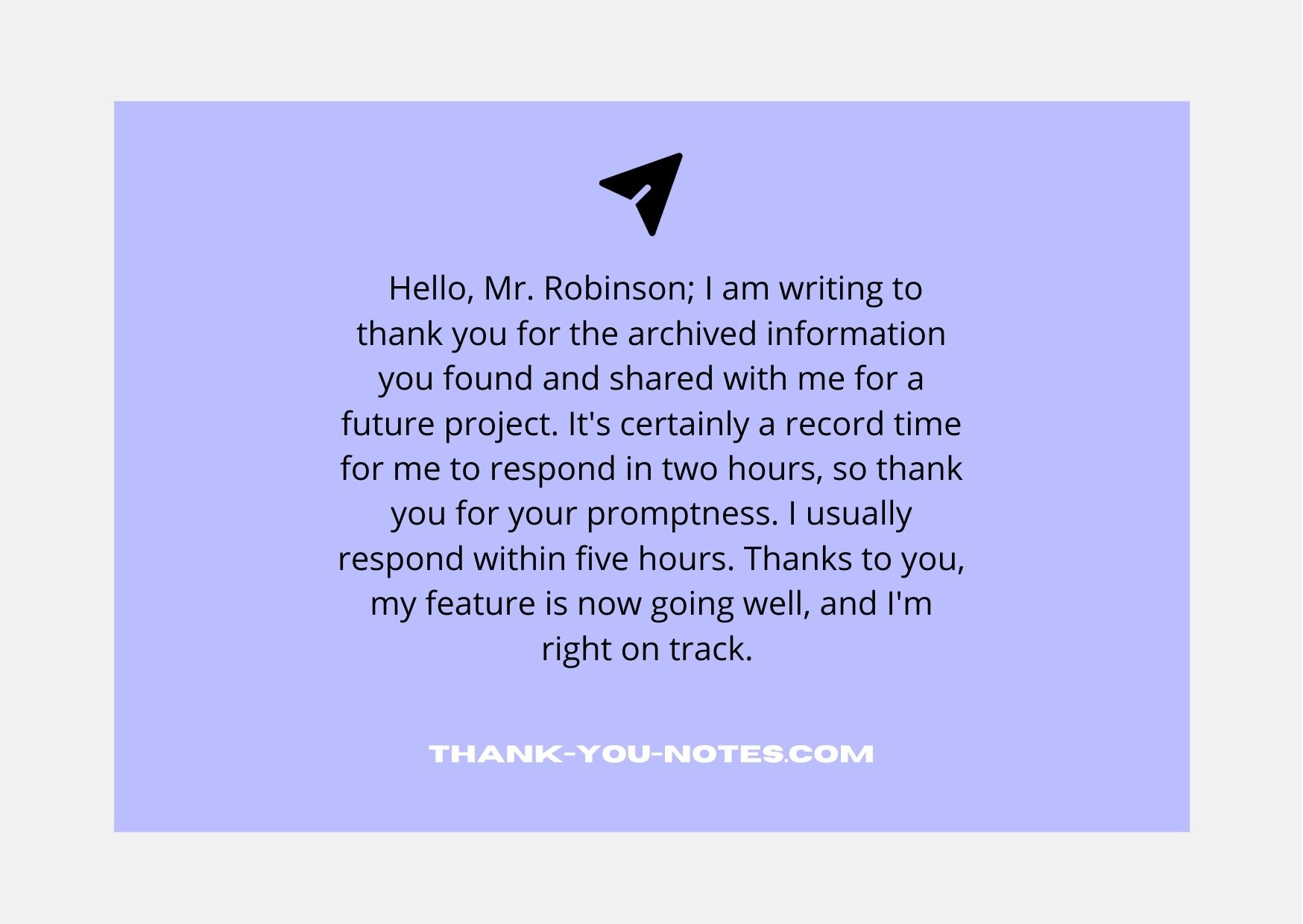 Quick Thank You For Your Prompt Response