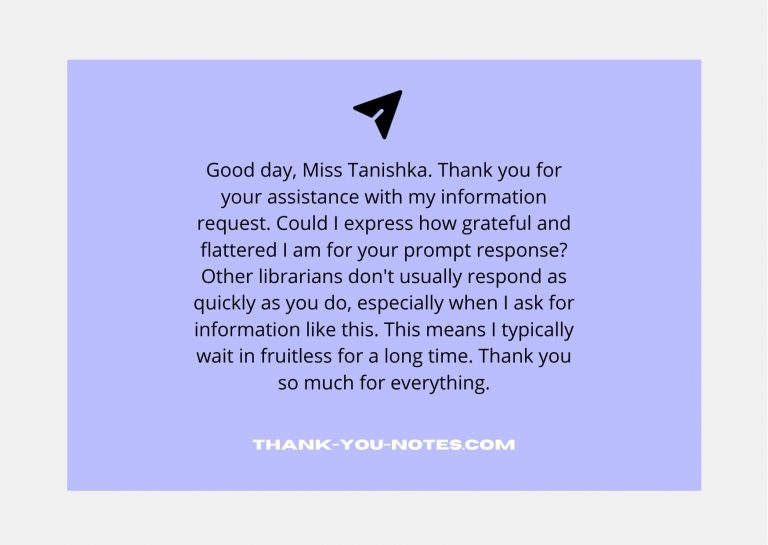 Quick Thank You For Your Prompt Response