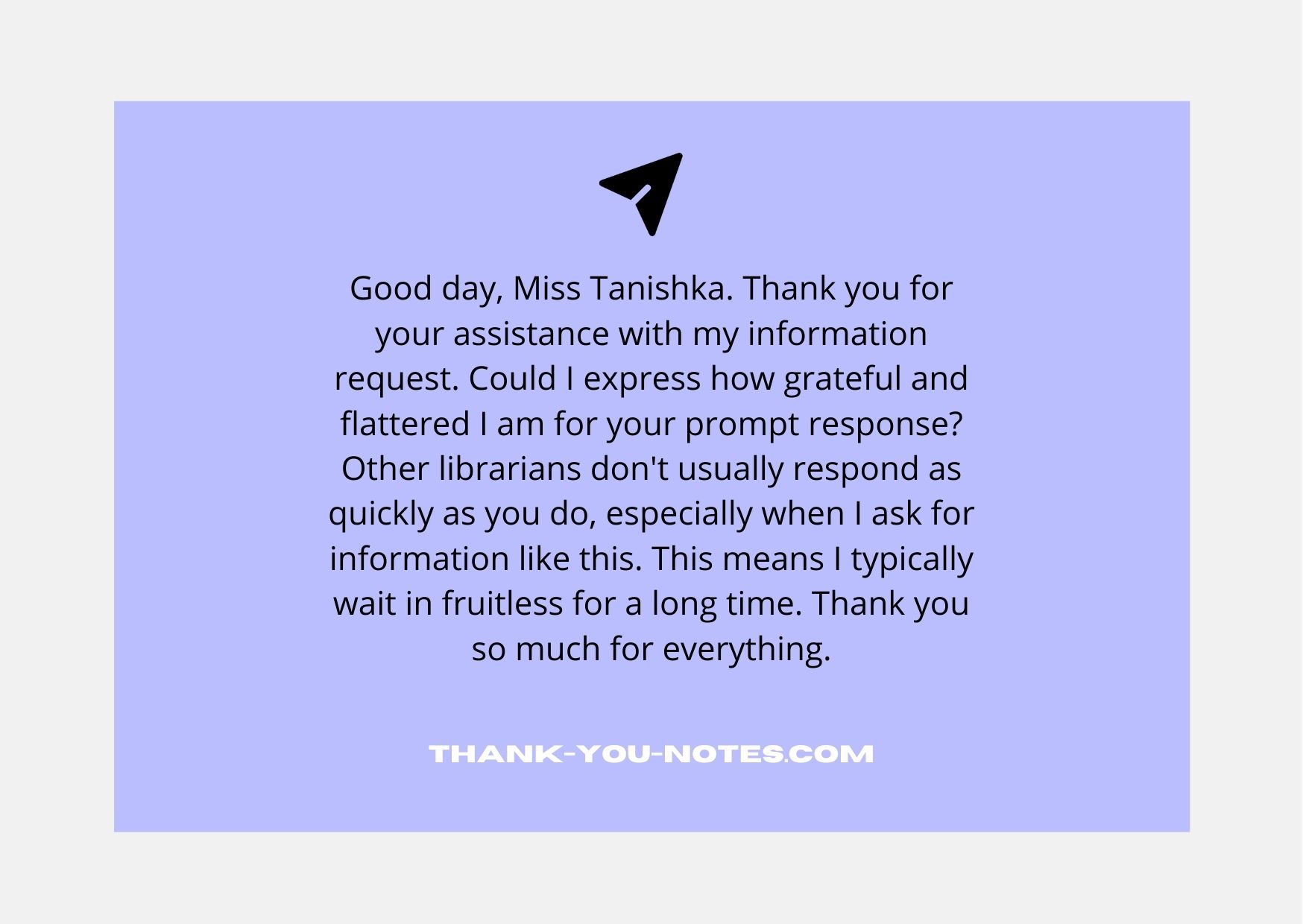 Quick Thank You For Your Prompt Response