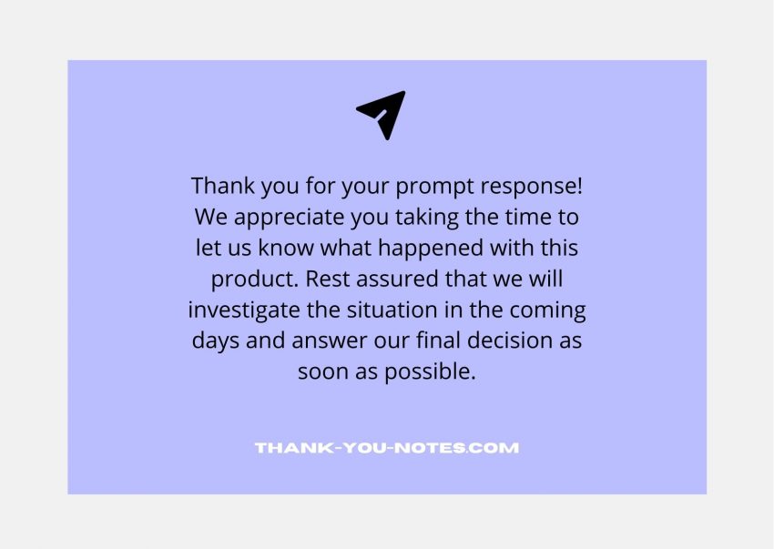 Quick Thank You For Your Prompt Response