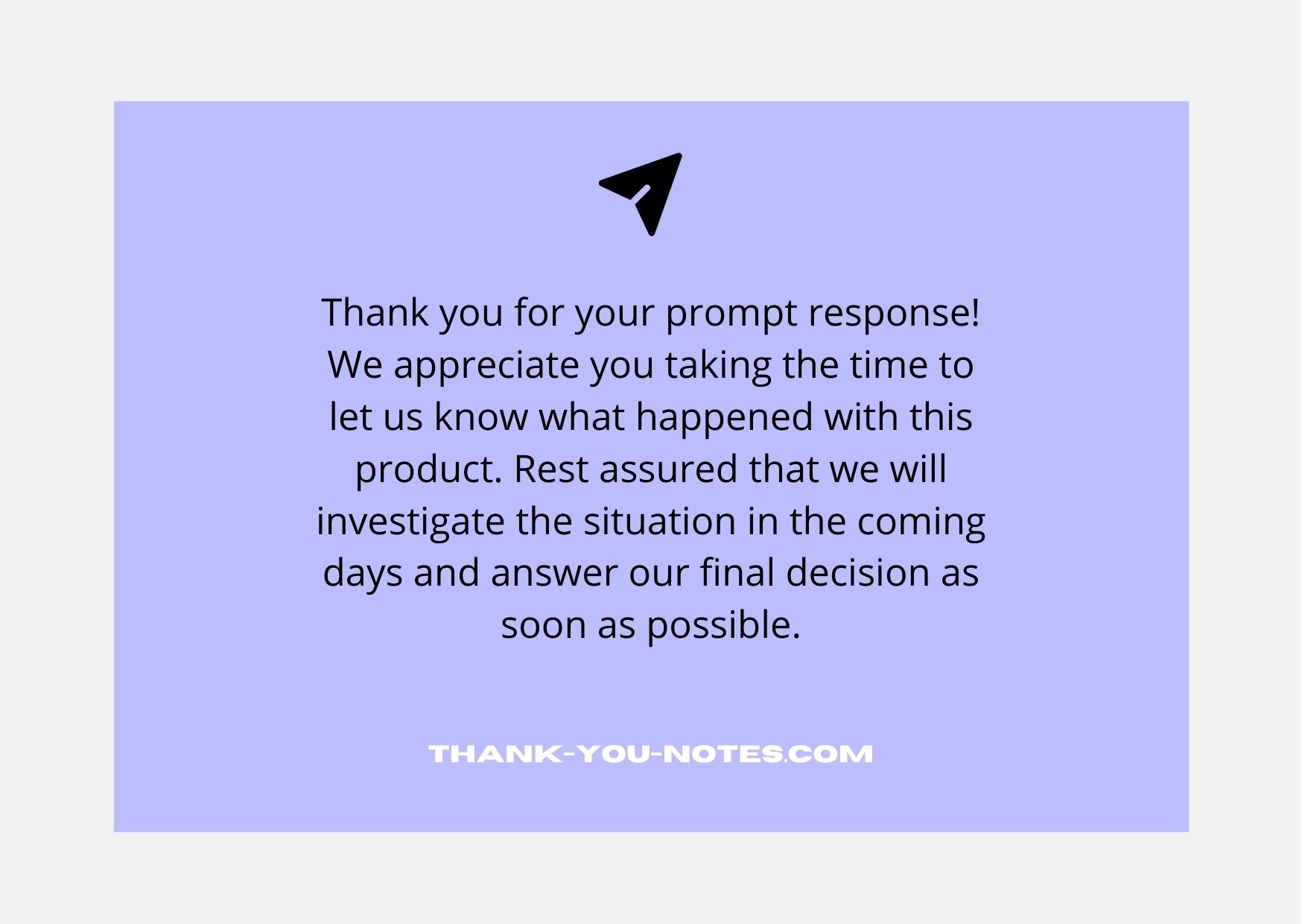 Quick Thank You For Your Prompt Response