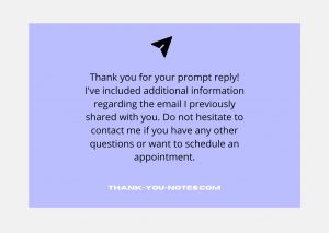 Quick Thank You For Your Prompt Response