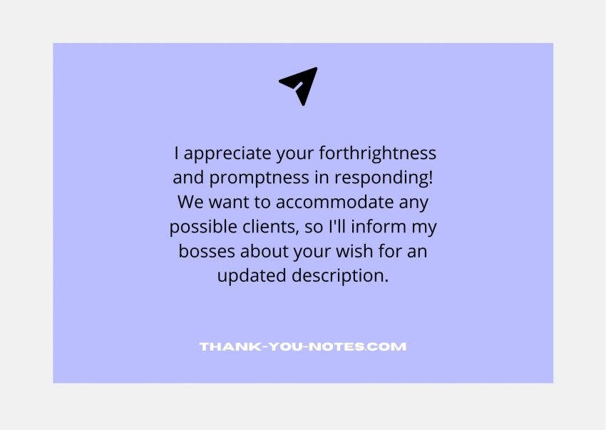 Quick Thank You For Your Prompt Response