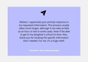 Quick Thank You For Your Prompt Response