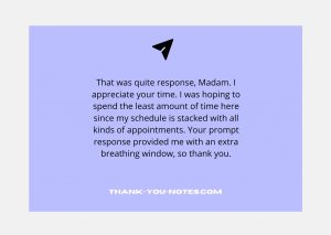 Quick Thank You For Your Prompt Response