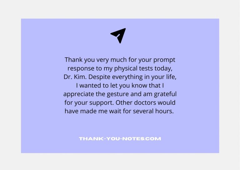 Quick Thank You For Your Prompt Response